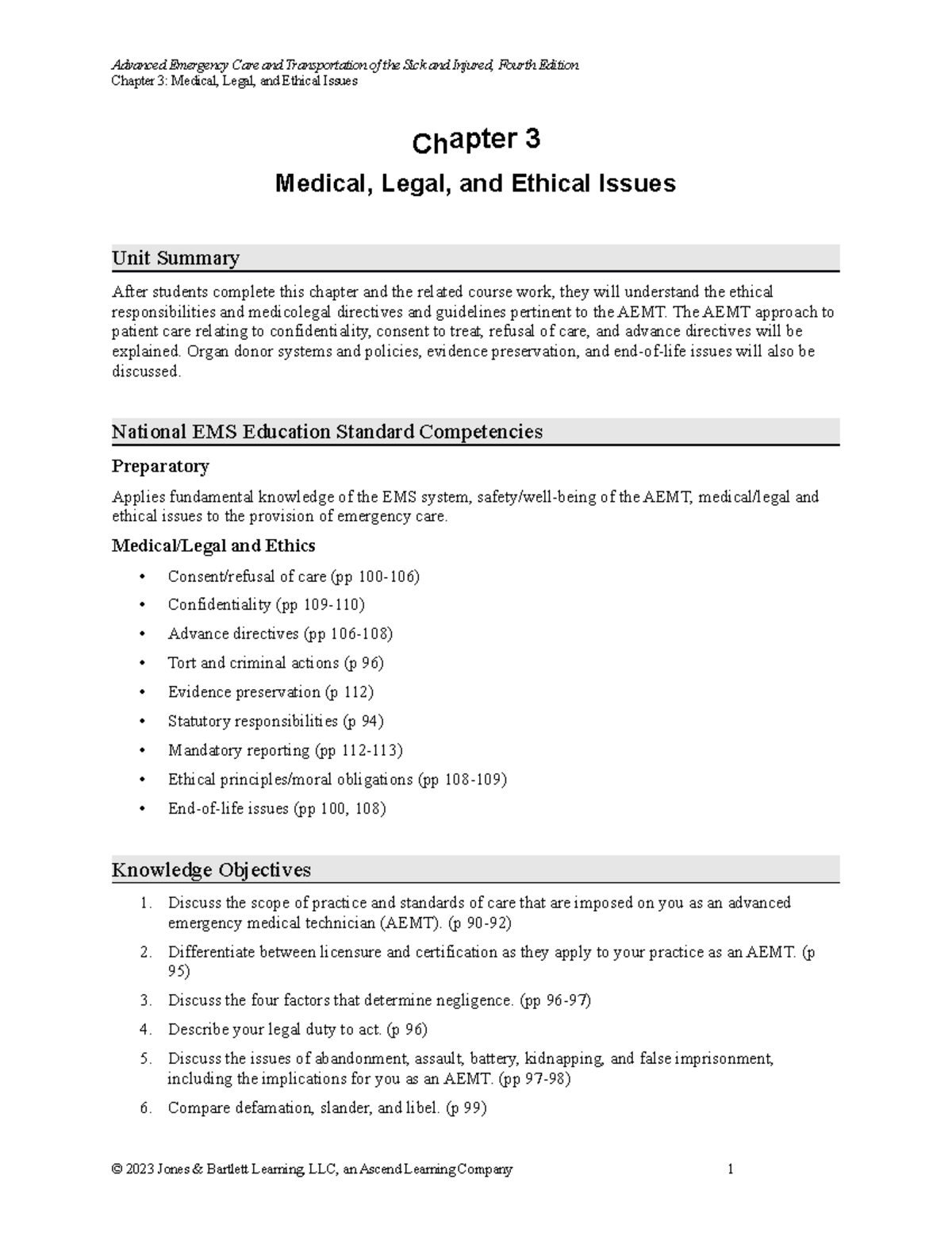 CH3 - Medical, Legal, and Ethical Issues: Key Concepts and ...