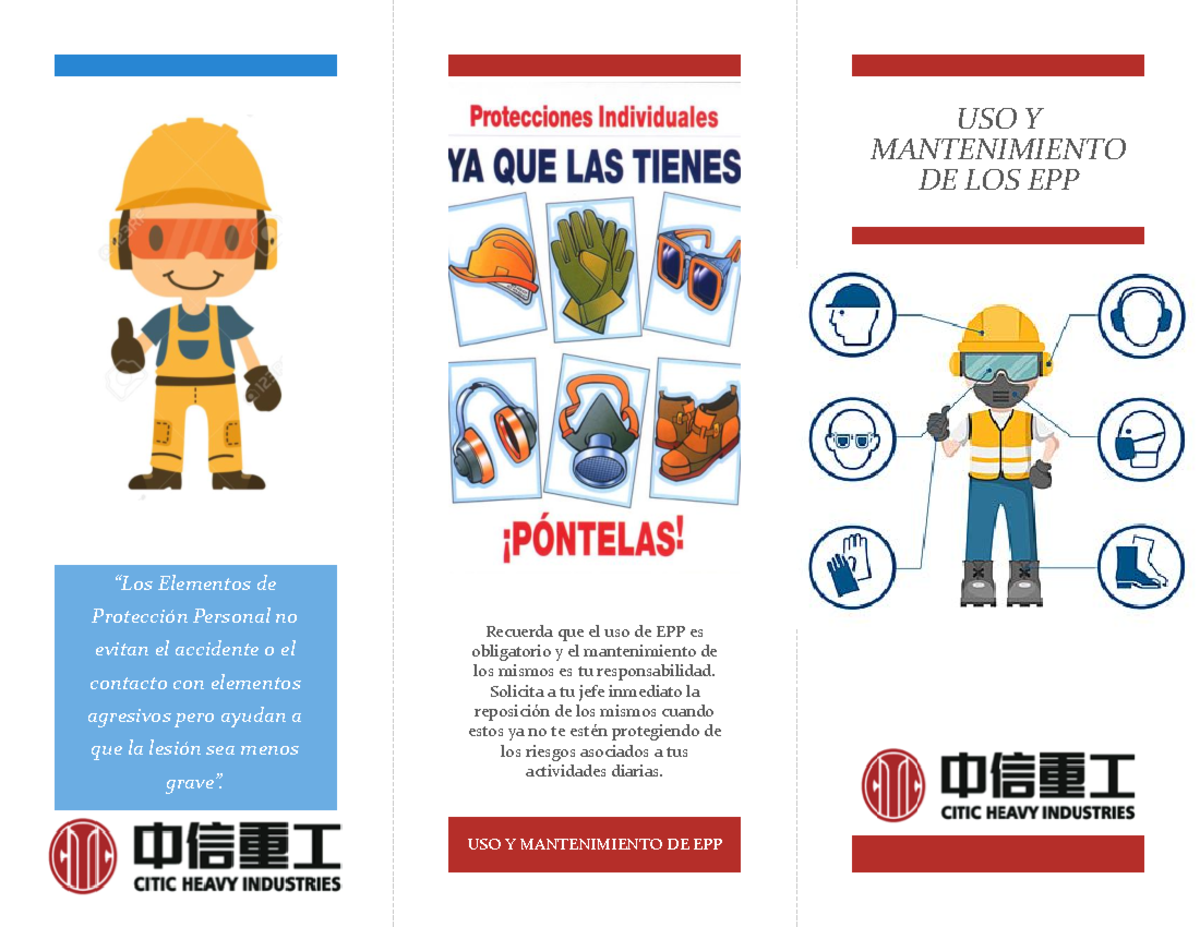 Guía de Uso y Mantenimiento de EPP para Seguridad Laboral EPP 01 - Studocu