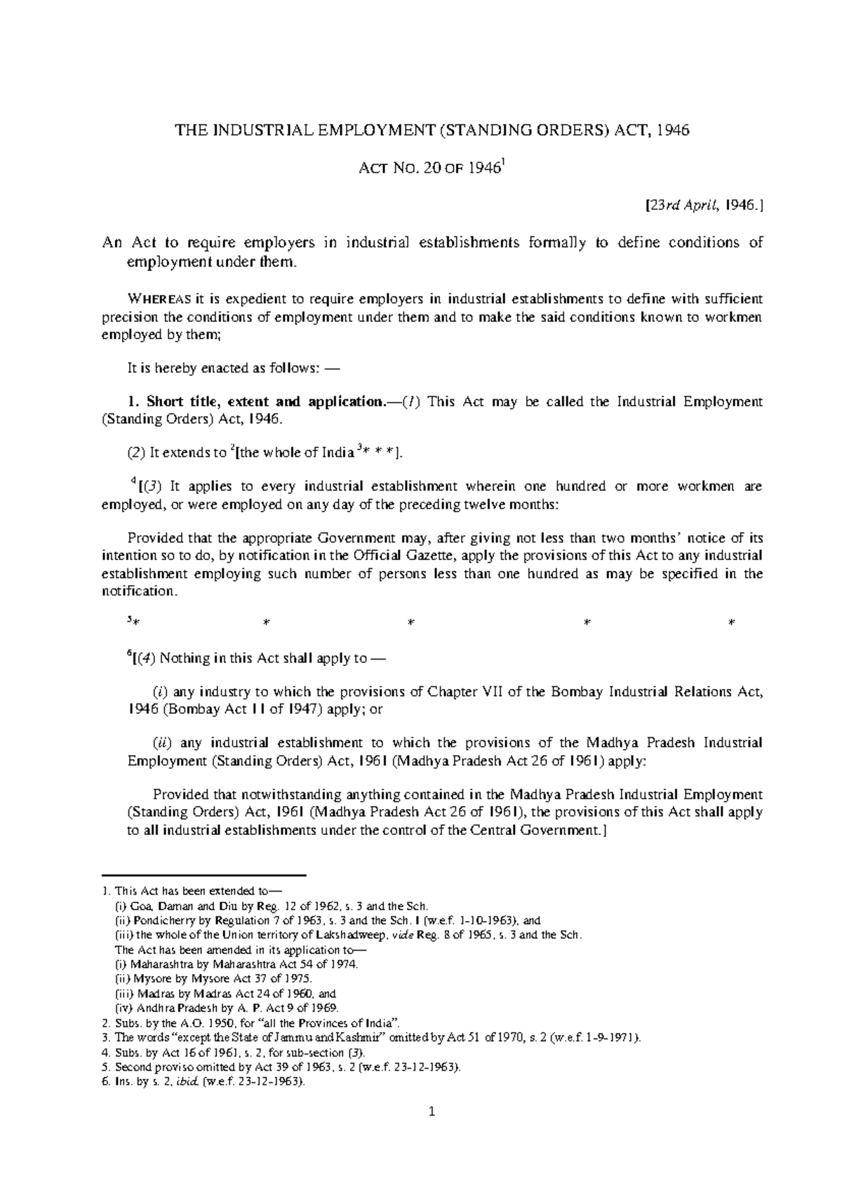 Industrial Employment (Standing Orders) Act 1946: Overview & Provisions ...