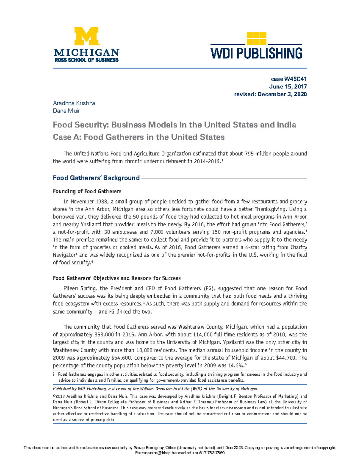 Case Study W45C: Food Security - Food Gatherers in the U.S. - Studocu