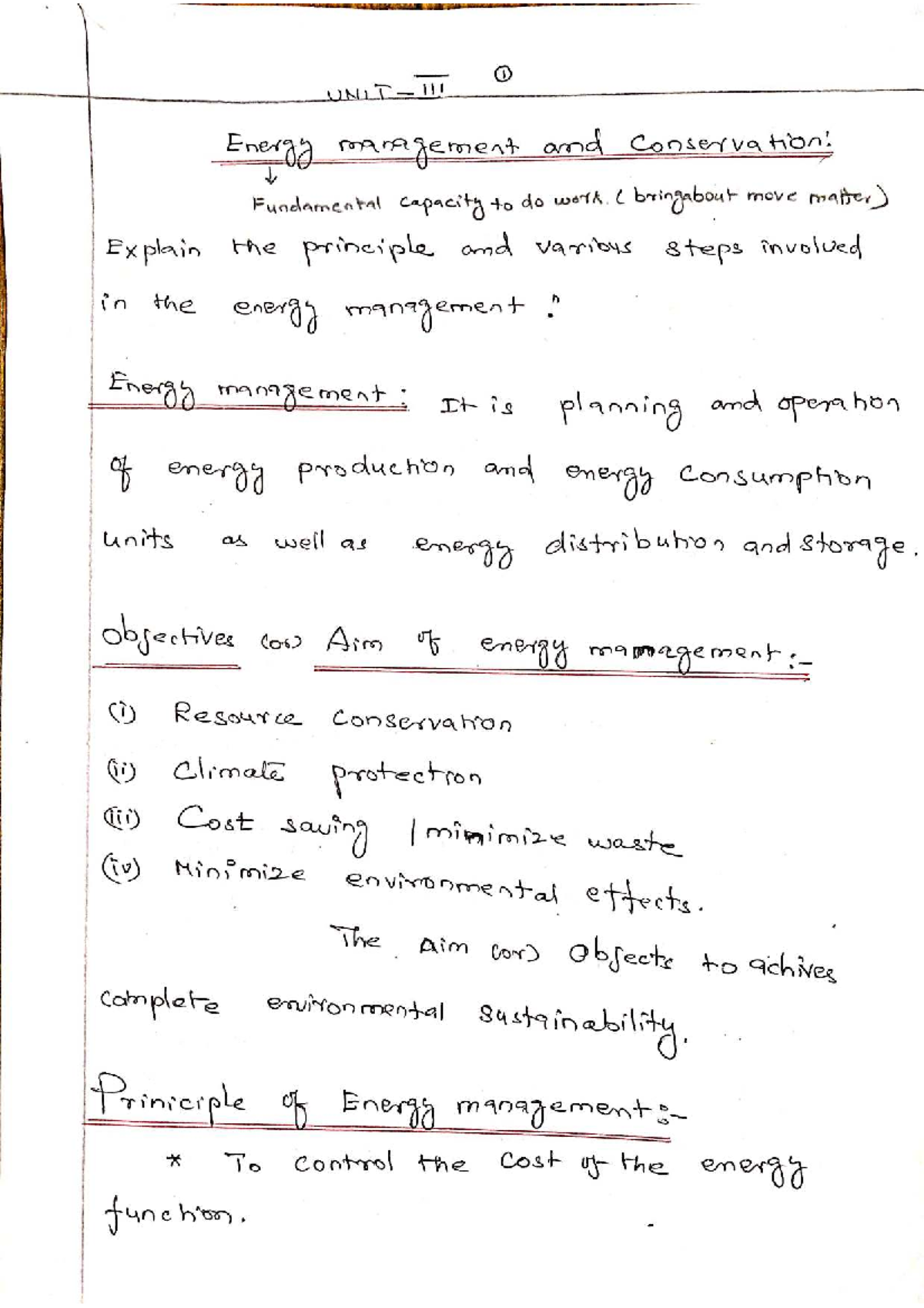 Unit 3: Energy Management & Conservation Principles and Practices - Studocu