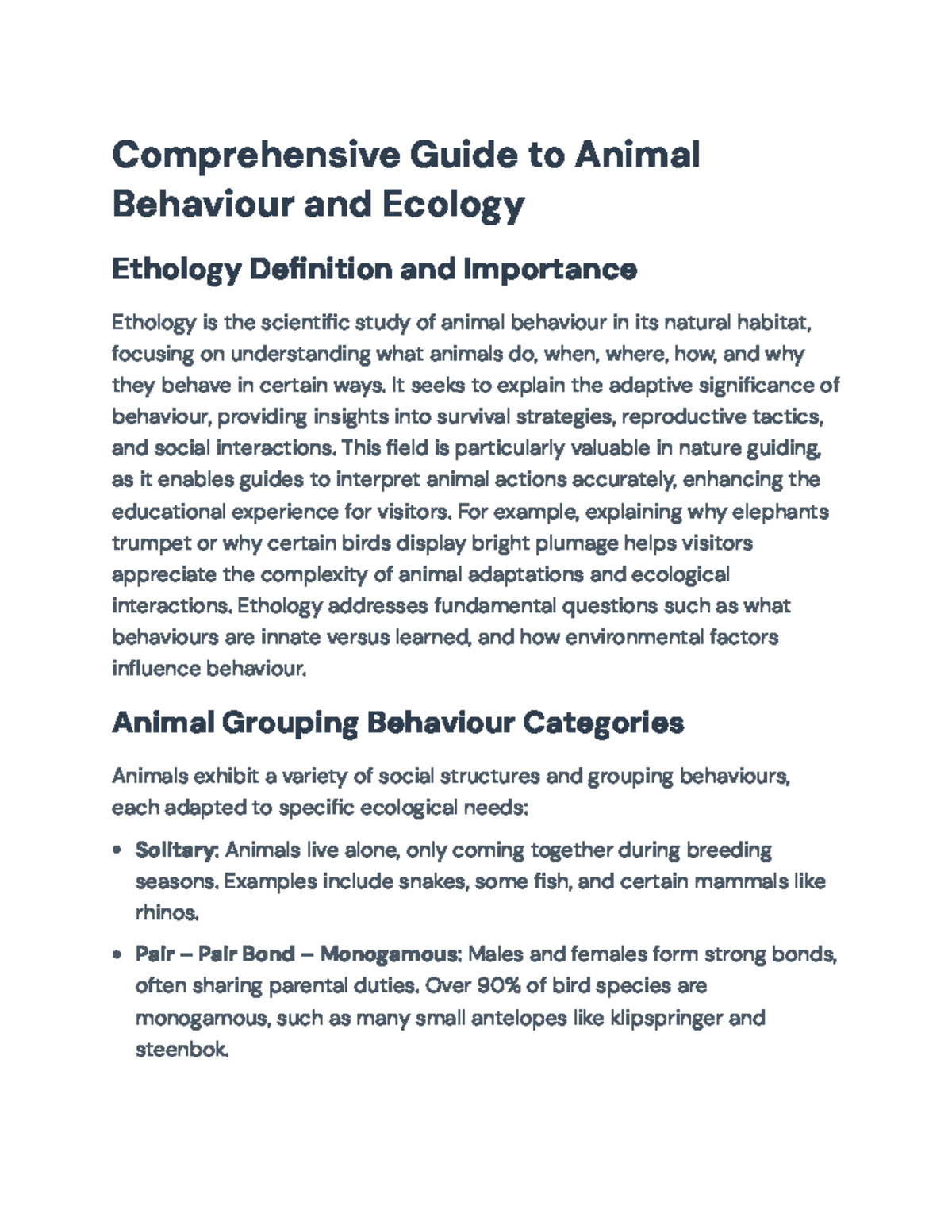 Ethology Overview: Understanding Animal Behavior and Ecology Insights ...