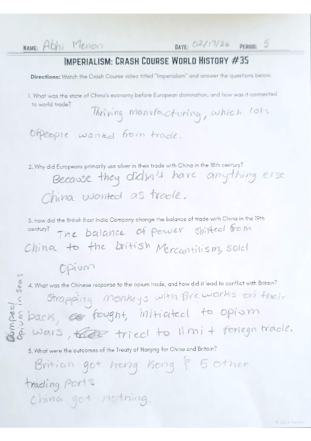 Imperialism: Crash Course World History Notes (Period 5) - Studocu
