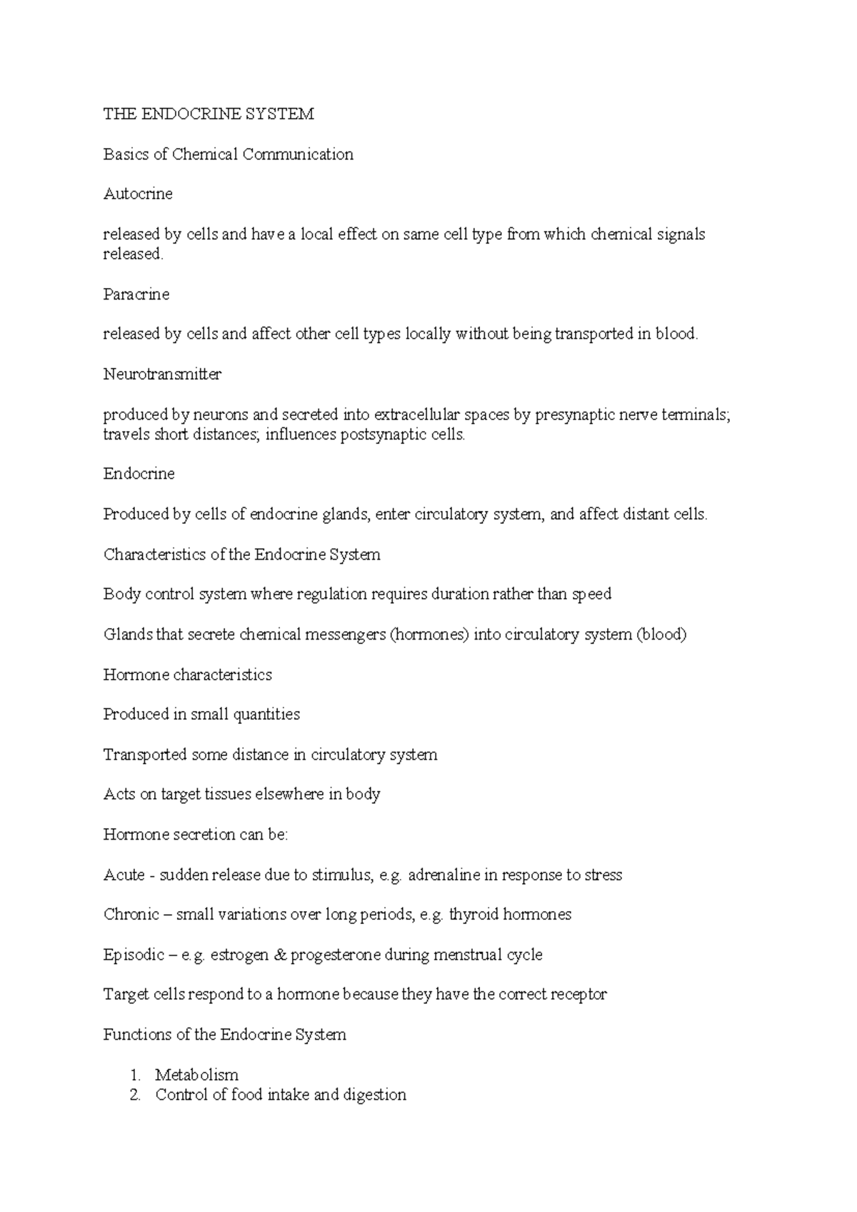 Endocrine System Overview: Key Concepts and Functions - Studocu