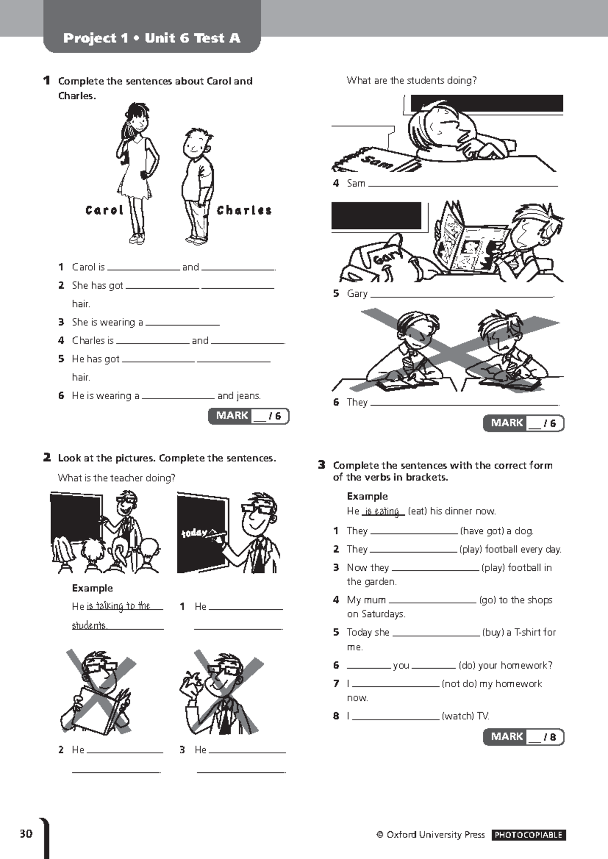 Project 1 Unit 6 Tests A & B: Structure and Grammar Exercises - Studocu