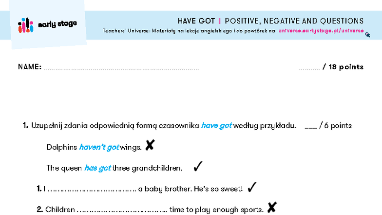 Short Test: HAVE GOT - Positive, Negative & Questions (ENG101) - Studocu