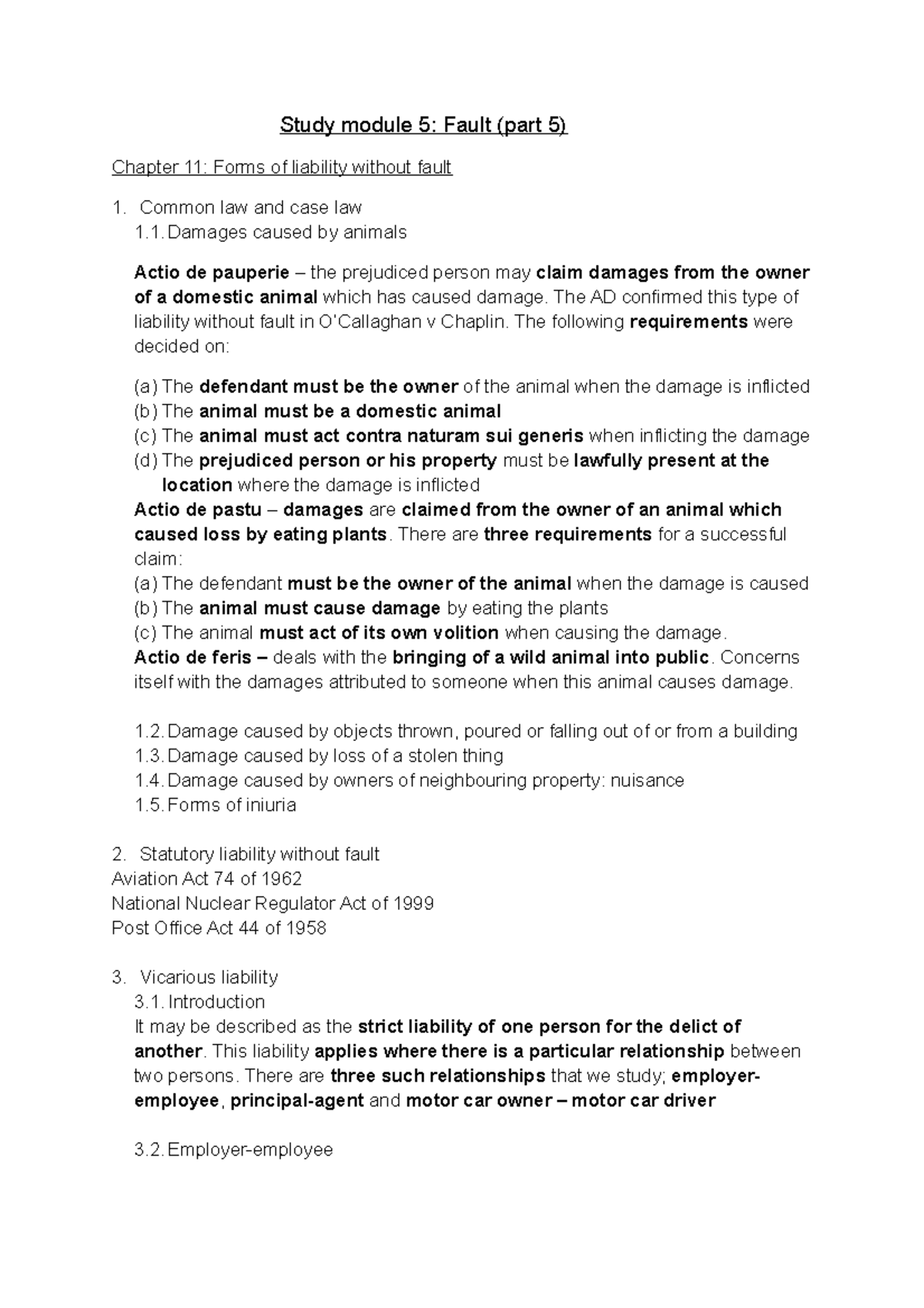 Study module 5(part 5) - COMPANY LAW MEMO - Study module 5: Fault (part ...