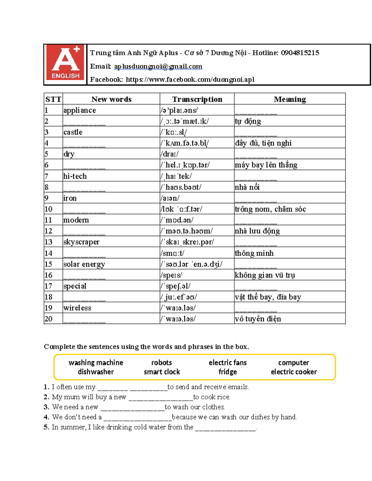 Minitest 6A2 0702 - Vocabulary and Sentence Completion Practice - Studocu