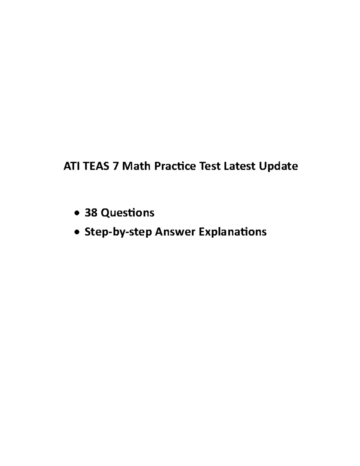 ATI TEAS 7 Math Practice Test: 38 Questions with Answer Explanations ...