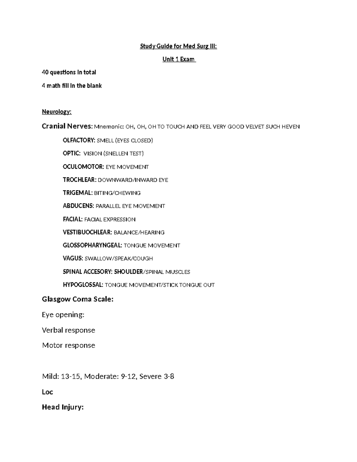 Med Surg III Exam 1 Study Guide: Key Topics & Important Details - Studocu