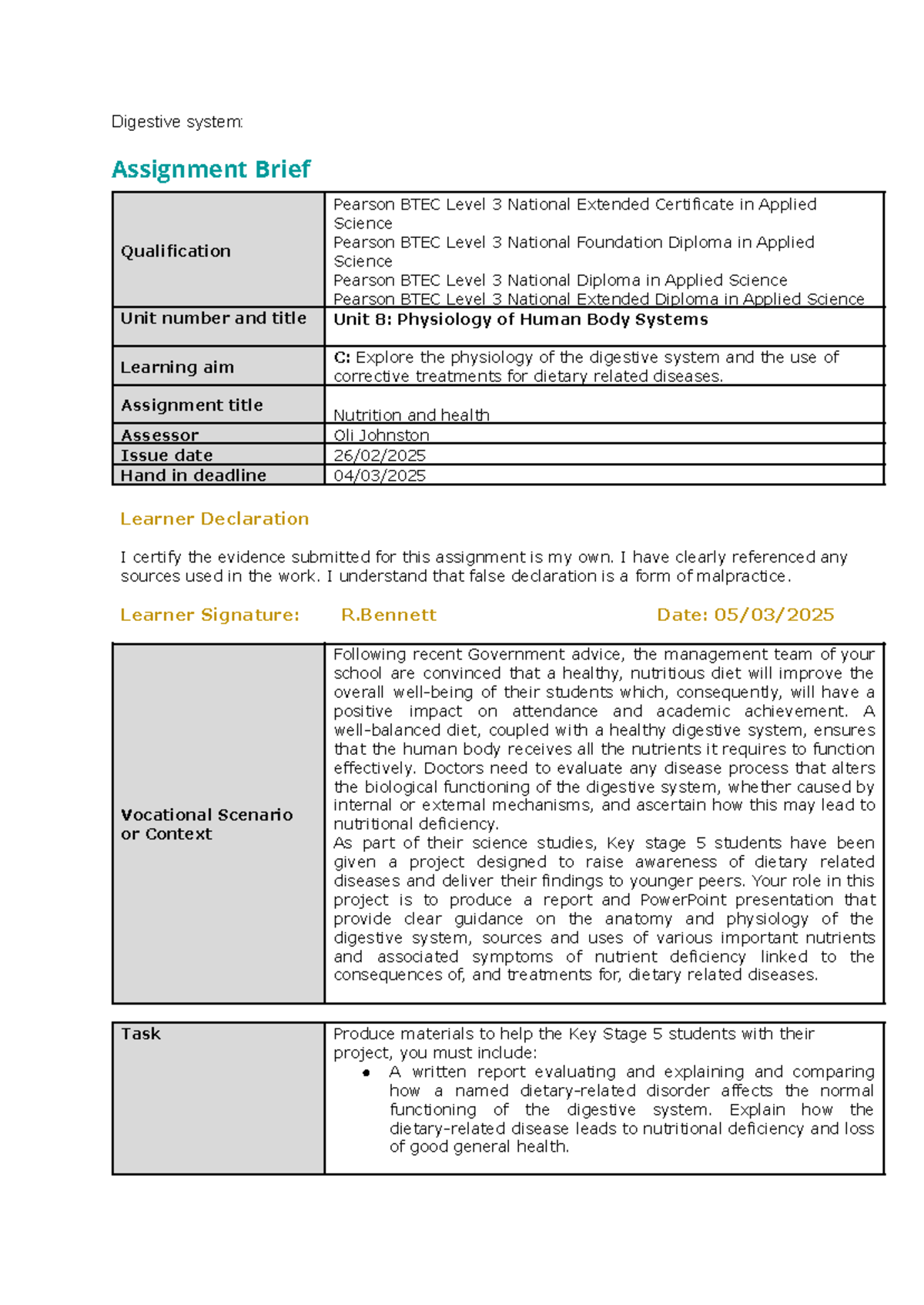 Unit 8C: Digestive System Physiology & Dietary Disease Treatments - Studocu