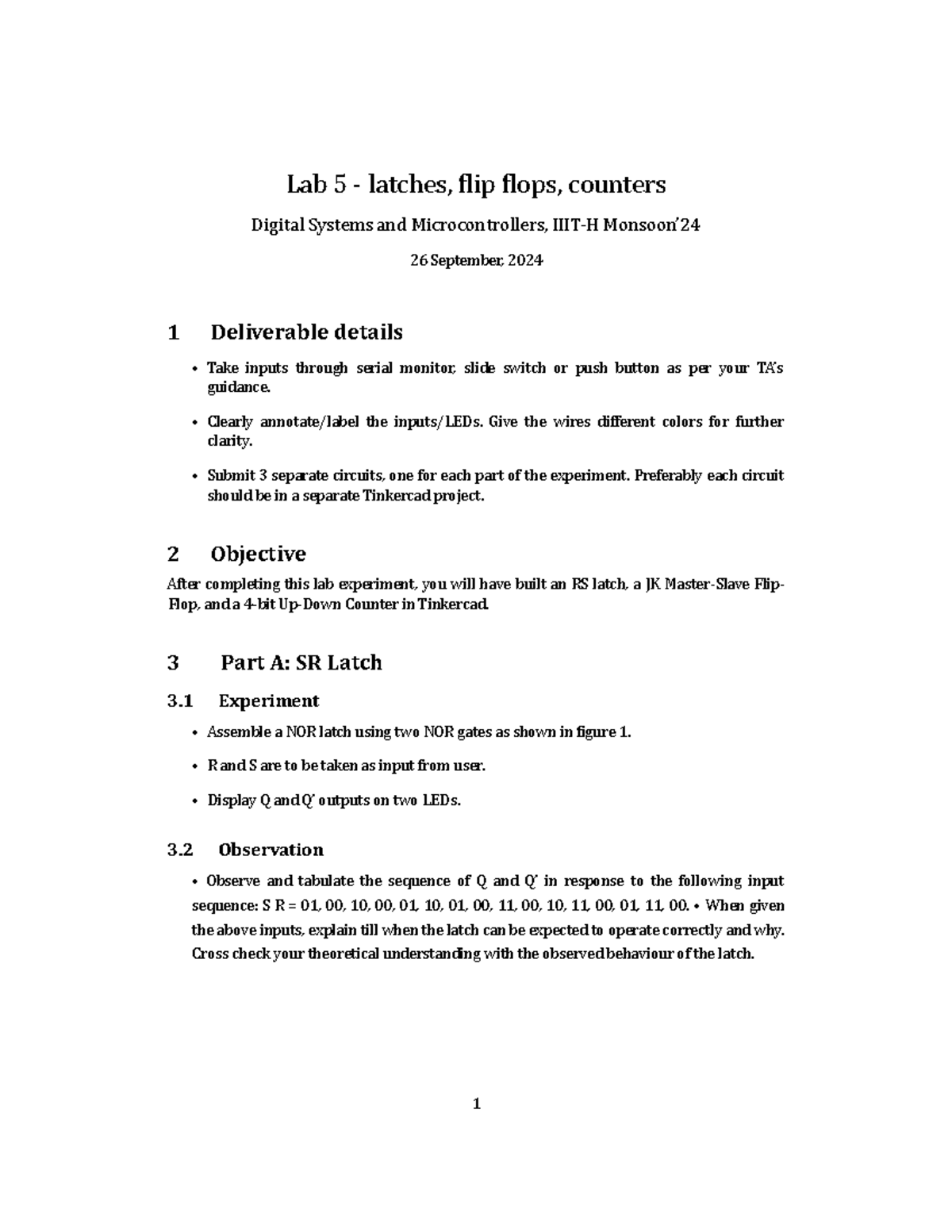 Lab Experiment 6: Latches, Flip-Flops, and Counters in Tinkercad - Studocu