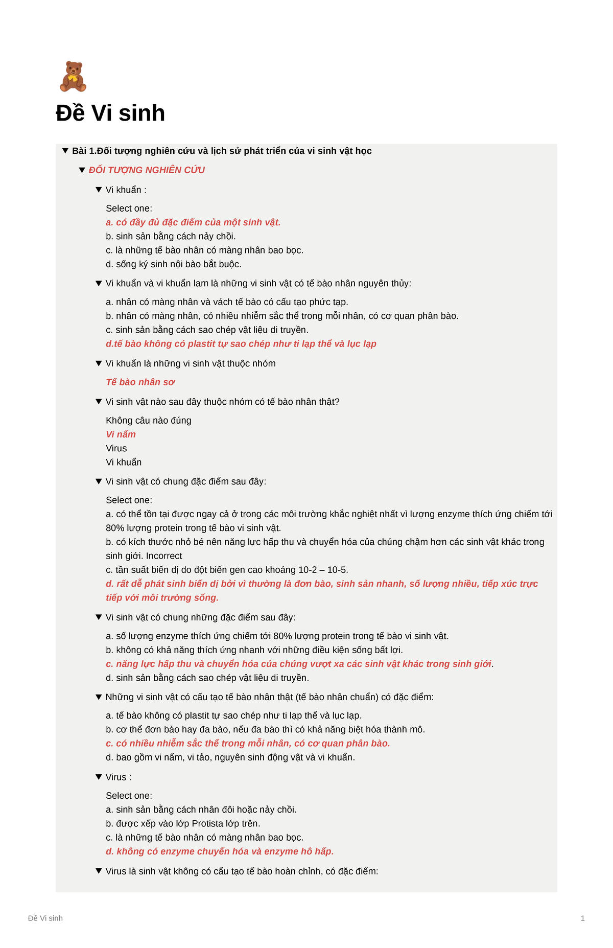 Đề Vi sinh 1: Đối tượng nghiên cứu và lịch sử phát triển của vi sinh ...