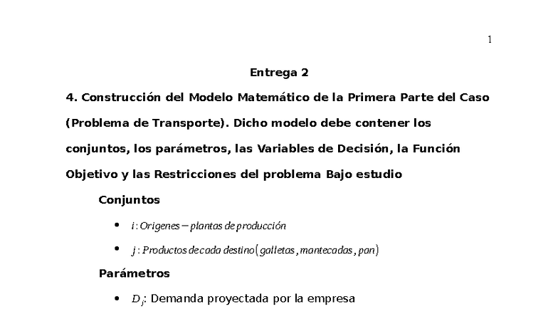 Modelo Matemático de Transporte - Entrega 2 (Semana 5) - Studocu