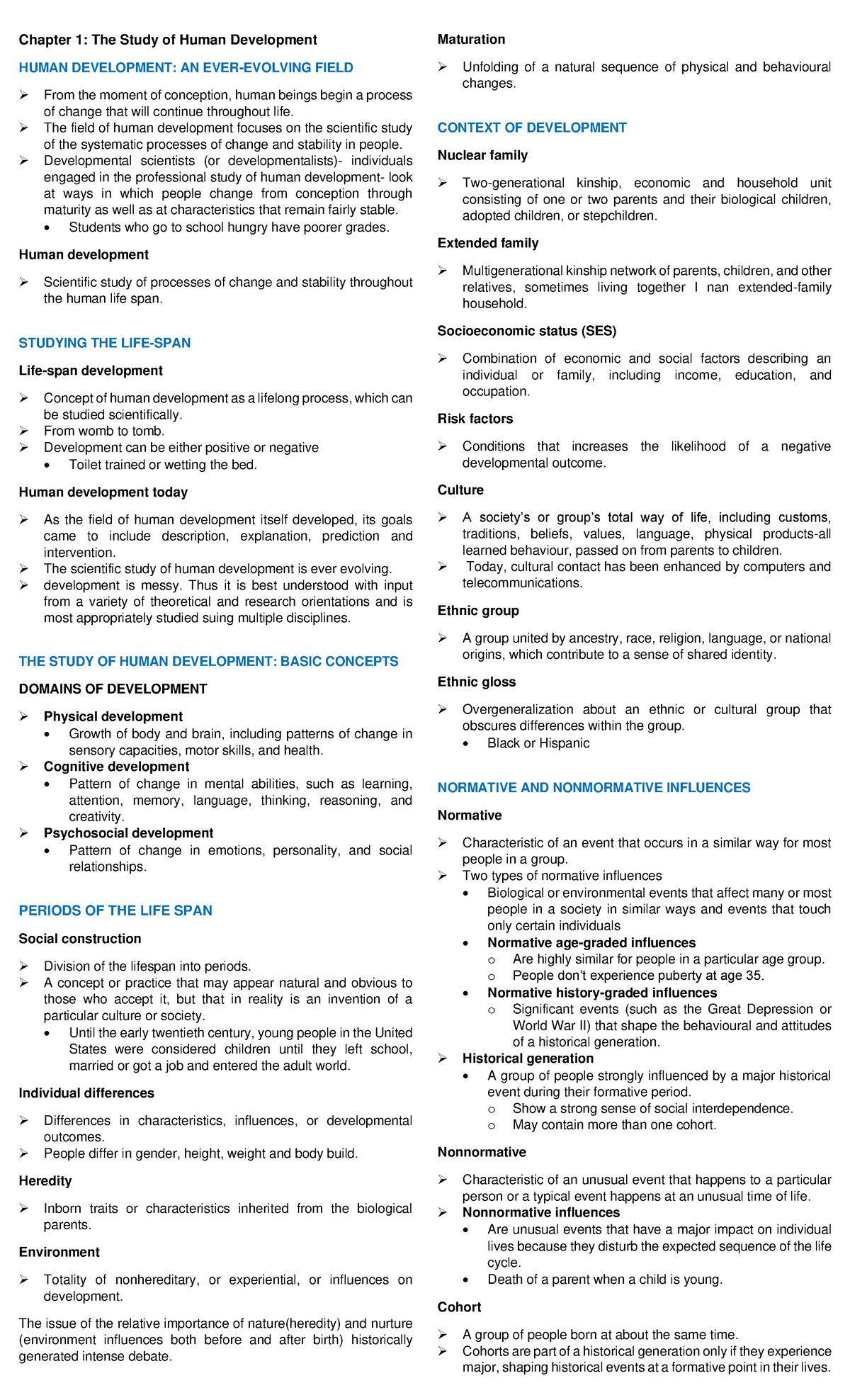 Developmental Psychology: Experience Human Development Chapter 1 to ...