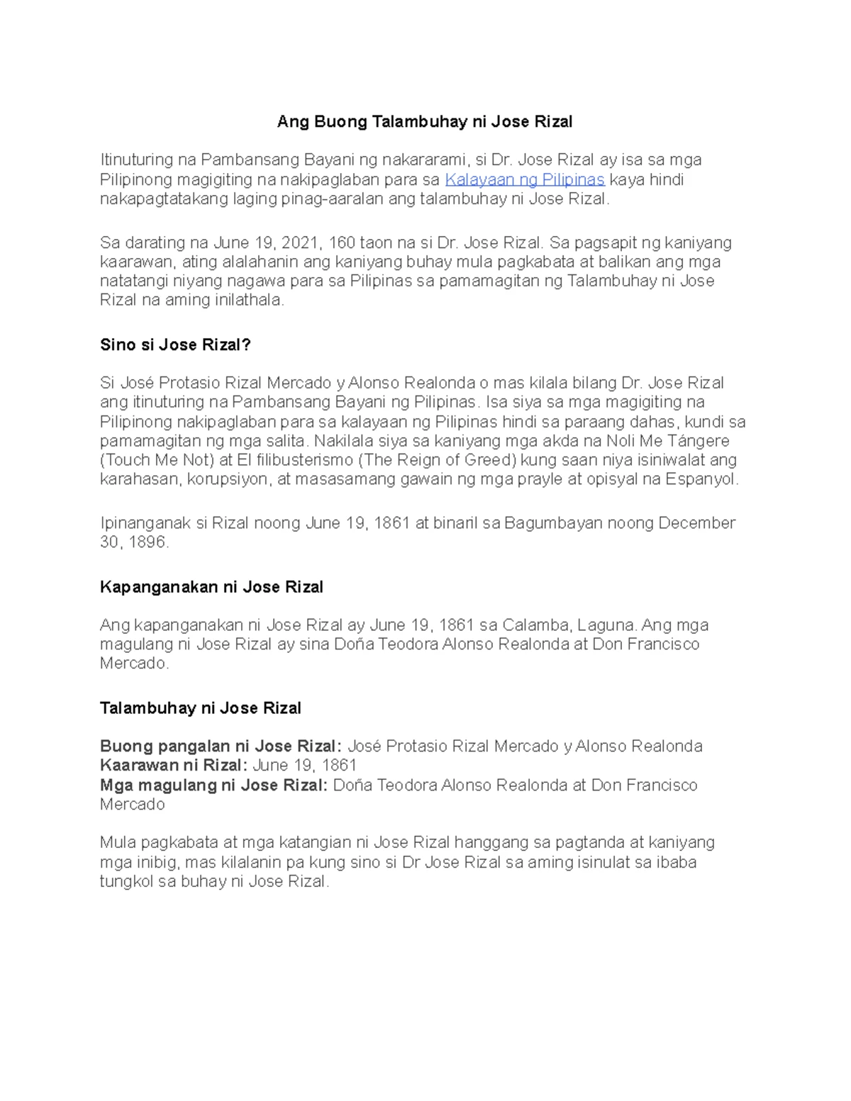 Ang Buong Talambuhay ni Jose Rizal - Ang Buong Talambuhay ni Jose Rizal ...