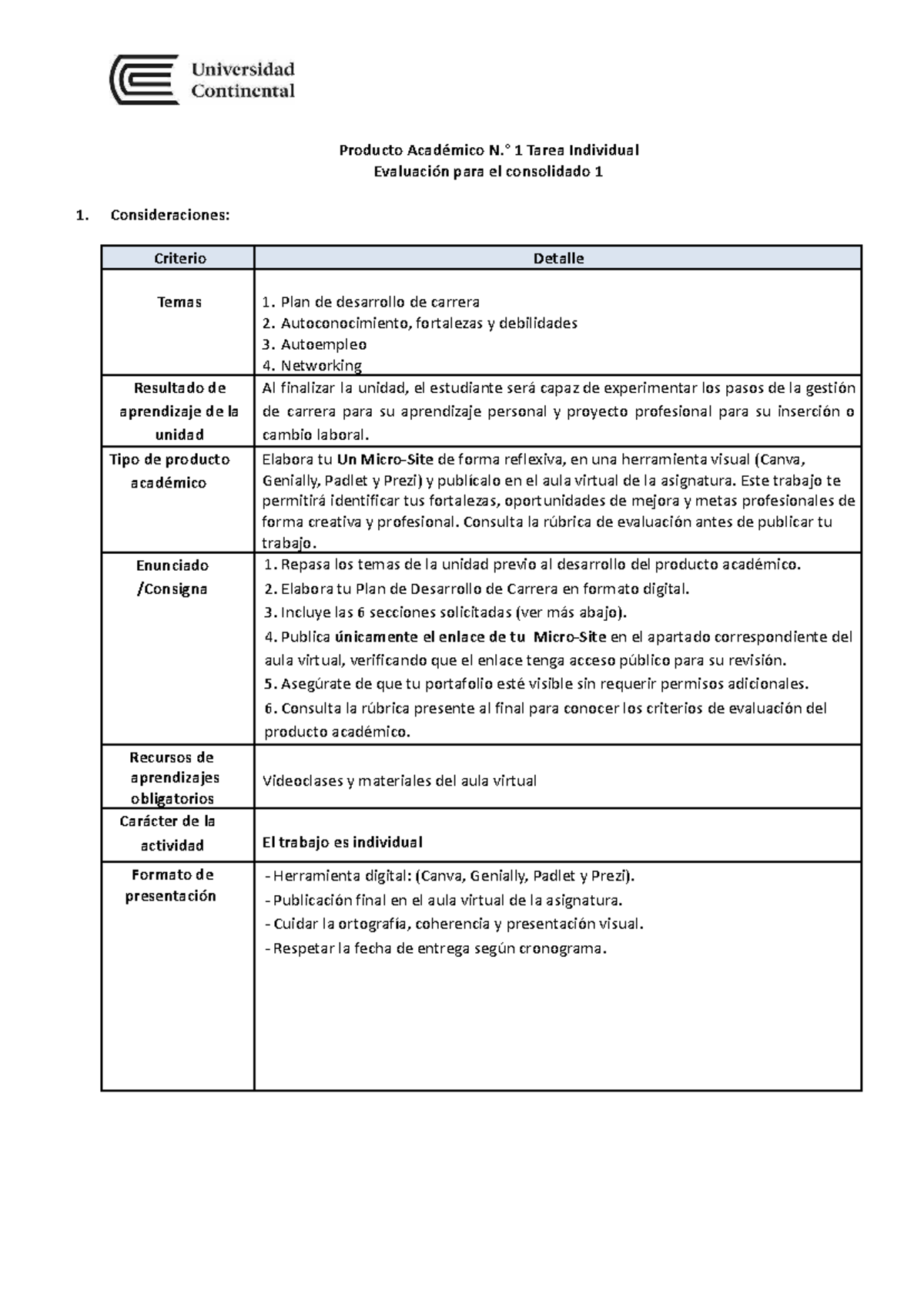 PA01 Tarea Individual: Plan de Desarrollo de Carrera 2026 - Studocu