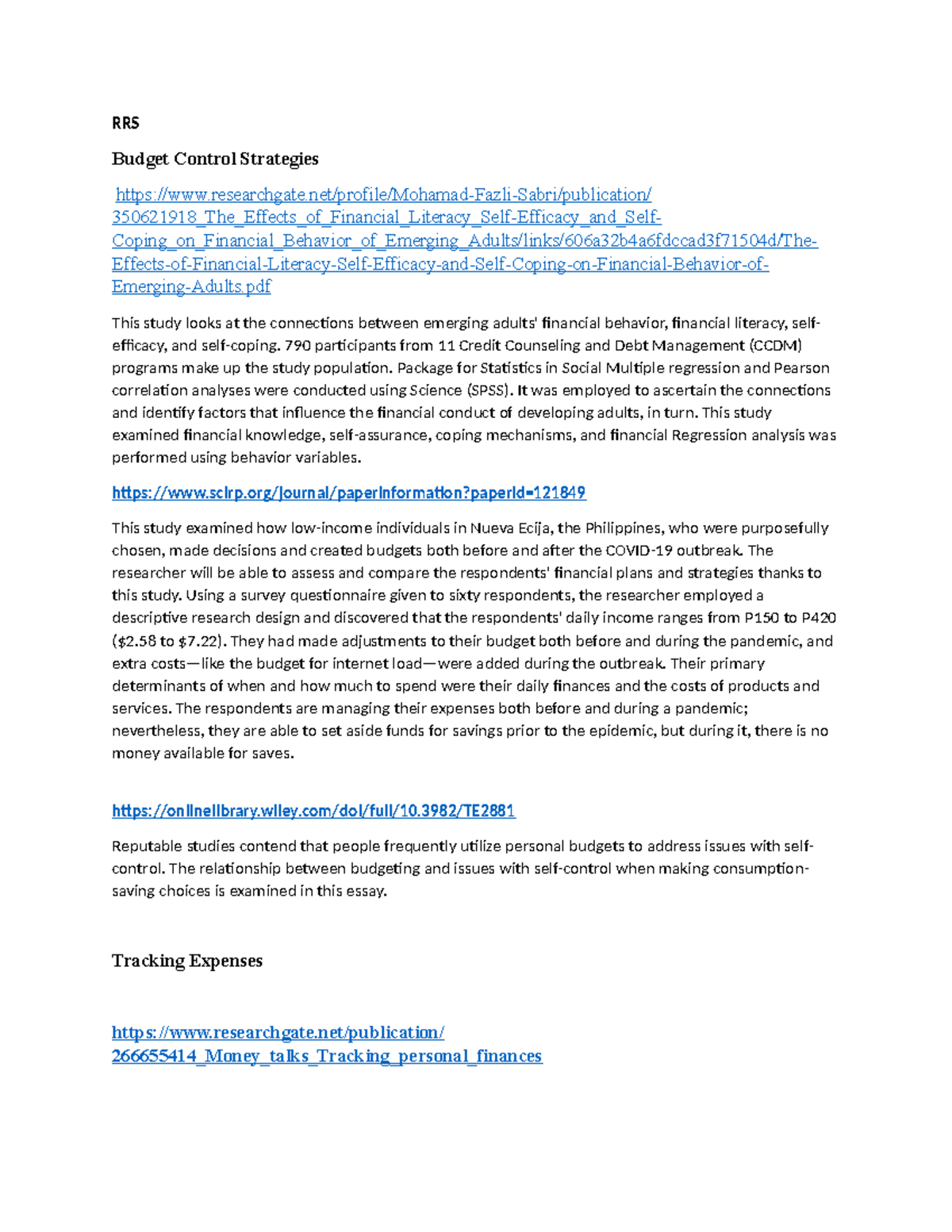 RRS - Budget Control Strategies and Expense Management Insights - Studocu
