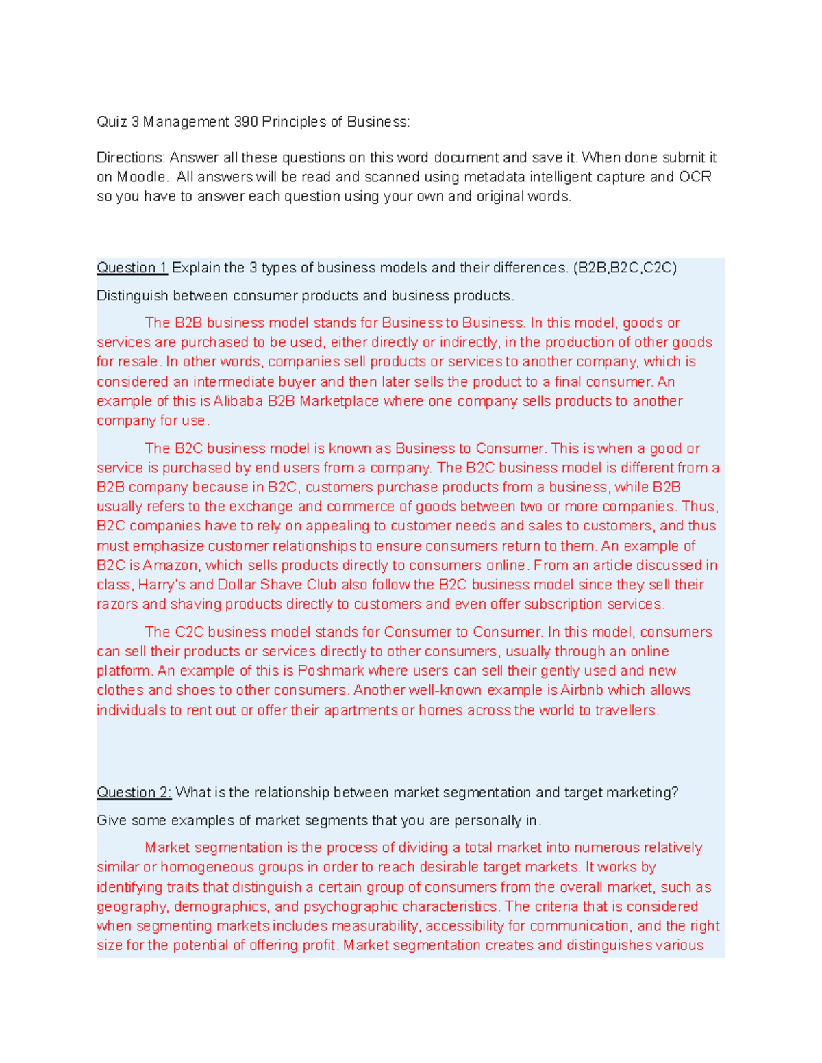 Mgmt Quiz 3 Guide - Quiz 3 Management 390 Principles of Business ...