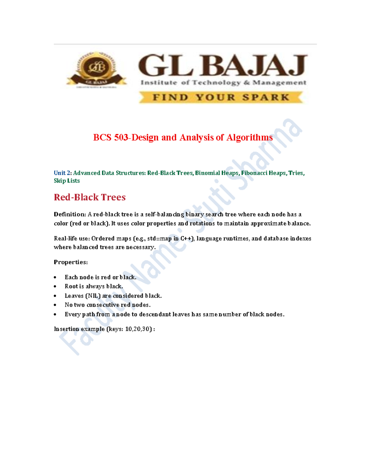 UNIT 2 Notes DAA: Advanced Data Structures - Trees, Heaps, Tries, Skip ...