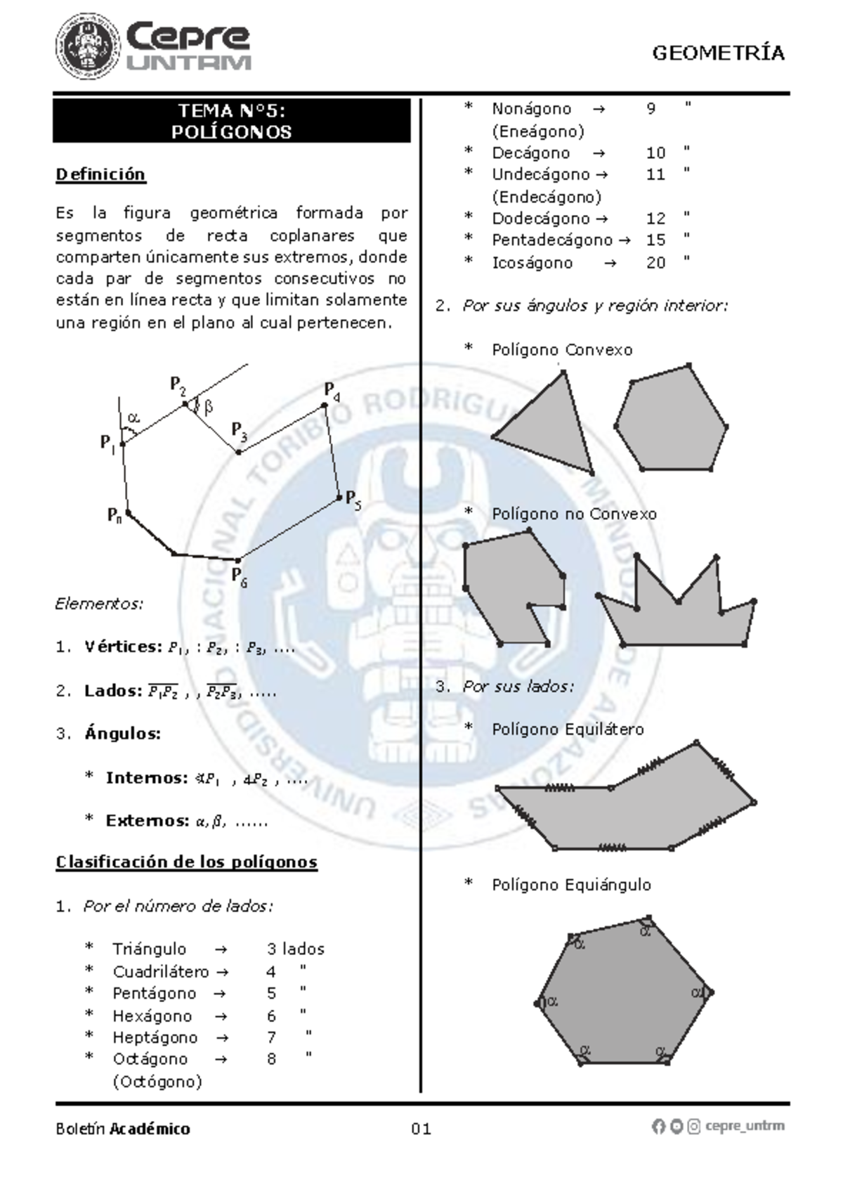 Polígonos en Geometría - Semana 5: Definiciones y Clasificaciones - Studocu