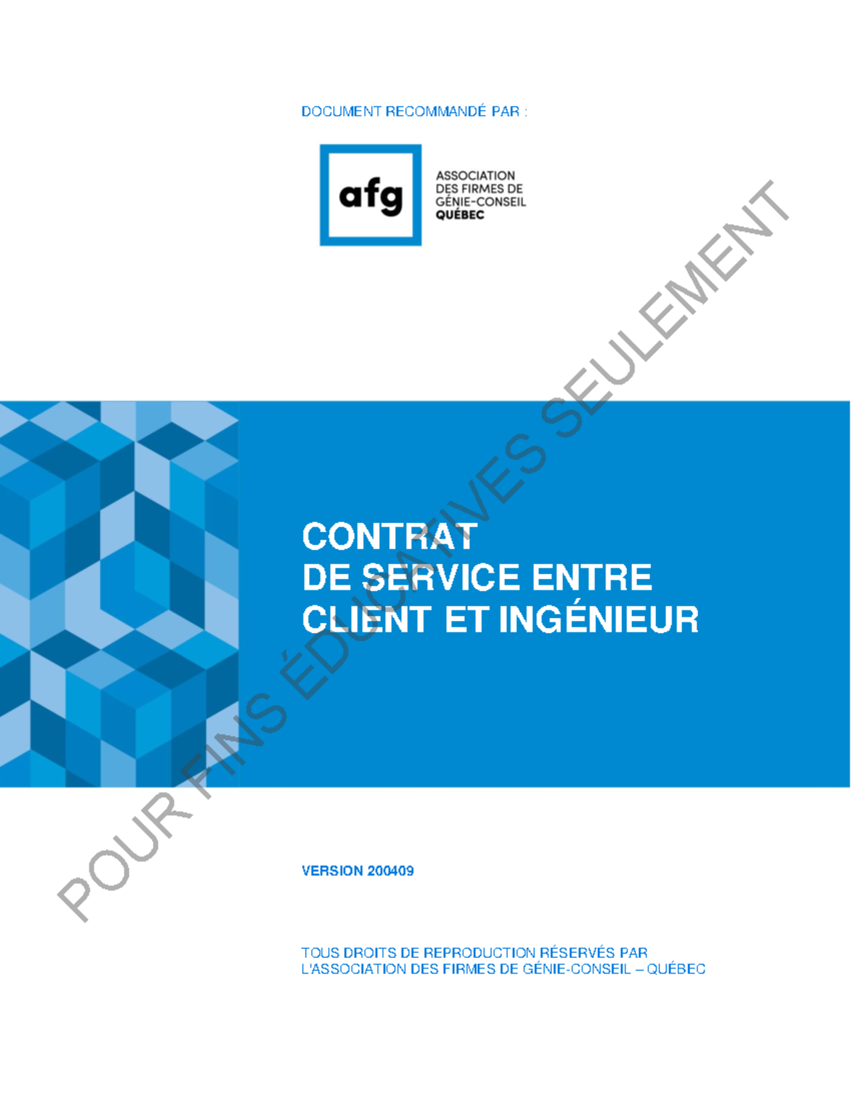 AFG Contrat de Services entre Client et Ingénieur - Version 200409 ...