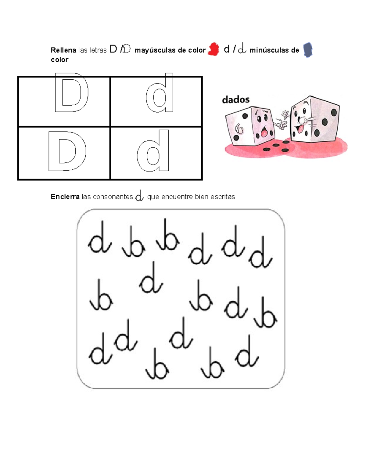 Guía letra D - Repaso consonante D - lenguaje - Rellena las letras D ...