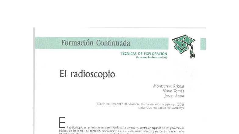 Radioscopio: Técnicas de Medida en Contactología (CD6) - Studocu