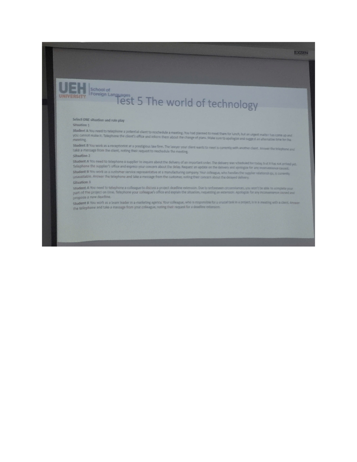 UEH School of Foreign Languages - Test 5: Role Play Scenarios in Tech ...