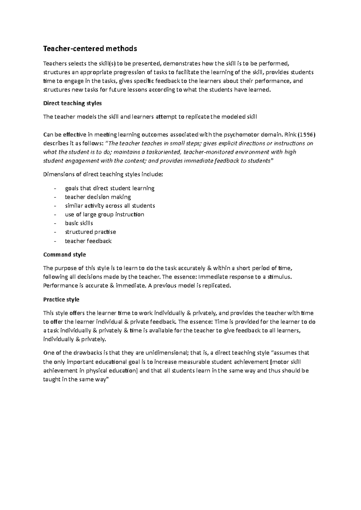 Teaching Styles in Sports Education: A Focus on Participation Methods ...