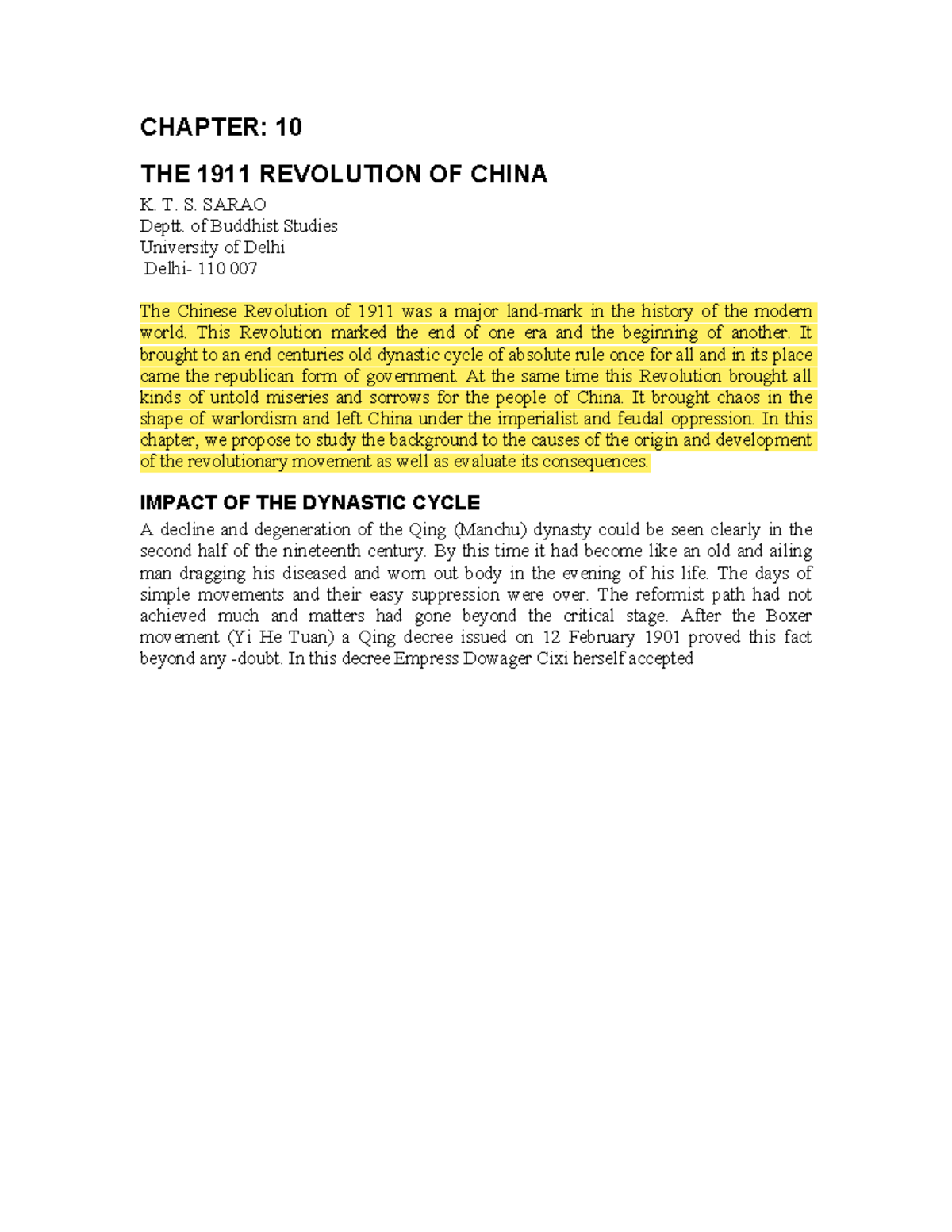 The 1911 Revolution in China: Causes and Impacts - Chapter 10 Insights ...