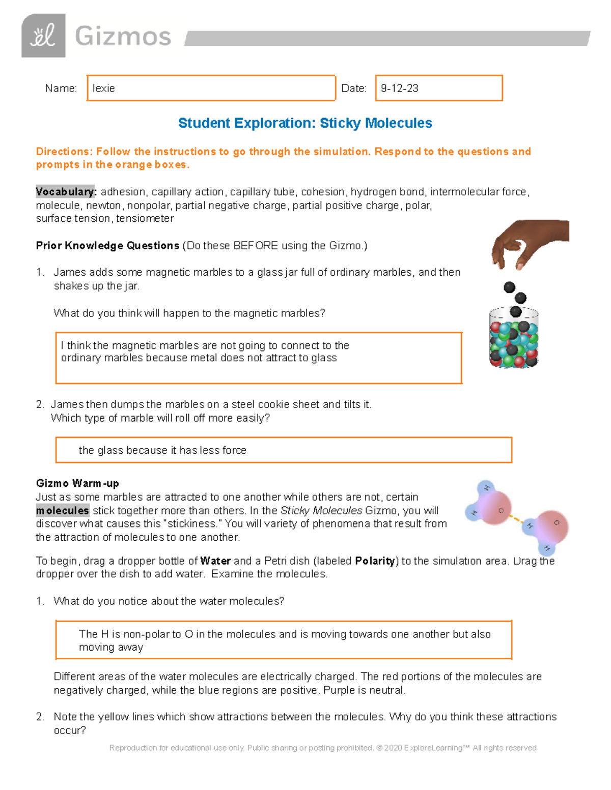 Sticky Molecules and Intermolecular Forces: Gizmo Exploration Insights ...