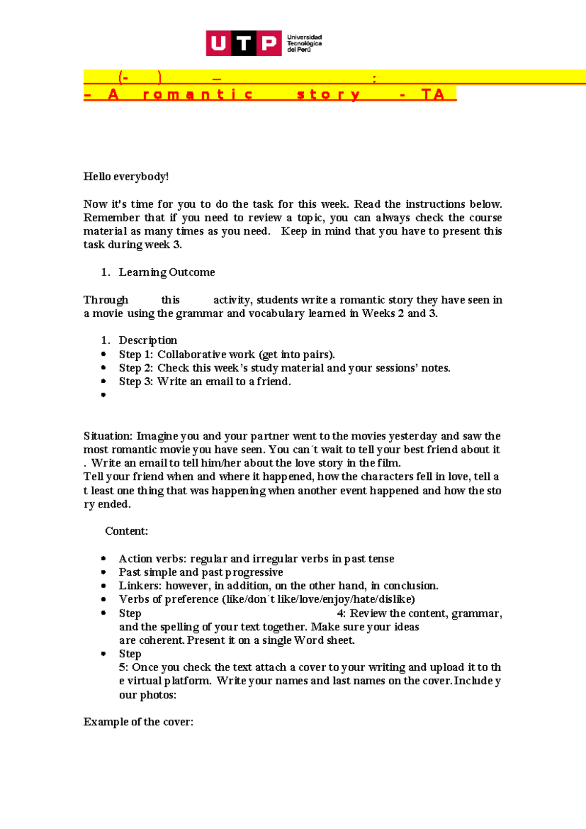 762471997 AC S03 Week 03 Task: Writing a Romantic Story Assignment ...
