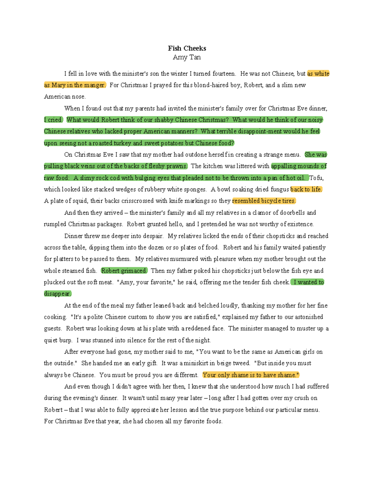 Fish cheeks - fjksdbkbdsjkbfds - Fish Cheeks Amy Tan I fell in love ...