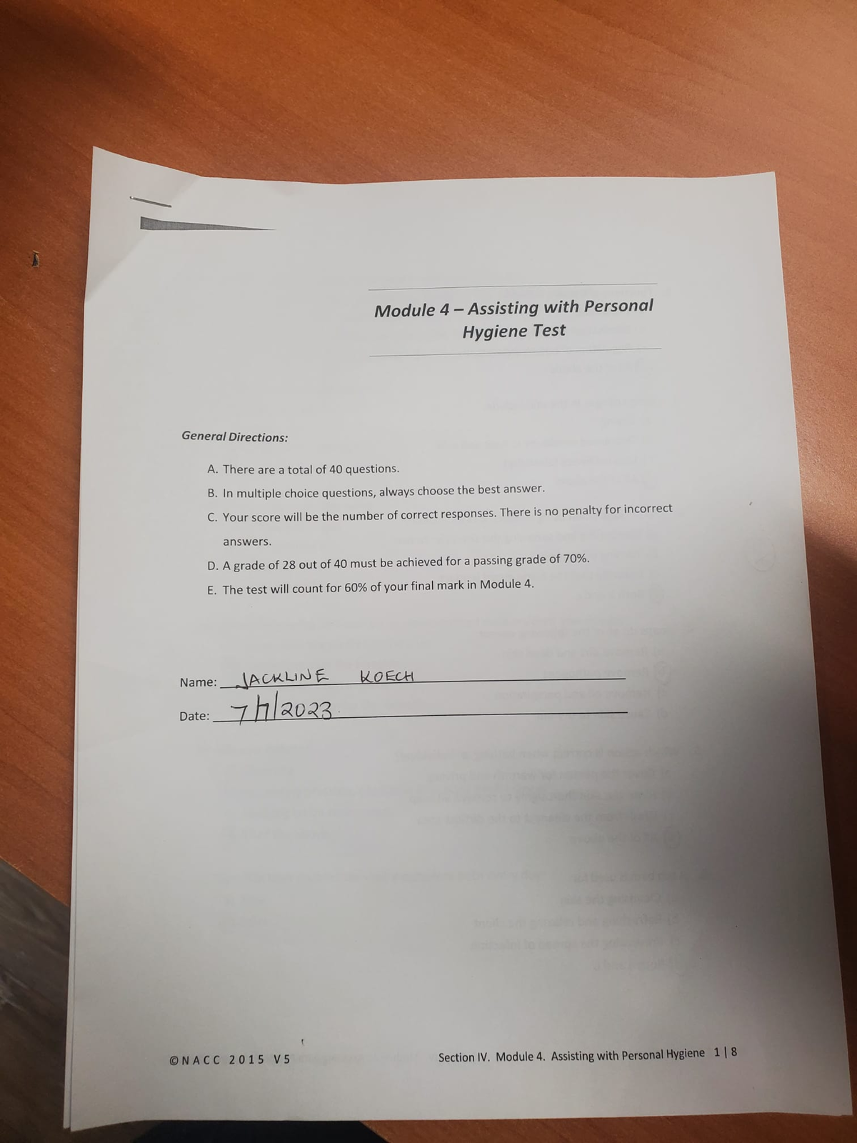 Module 4: Personal Hygiene Support Worker Examination Guide - Studocu