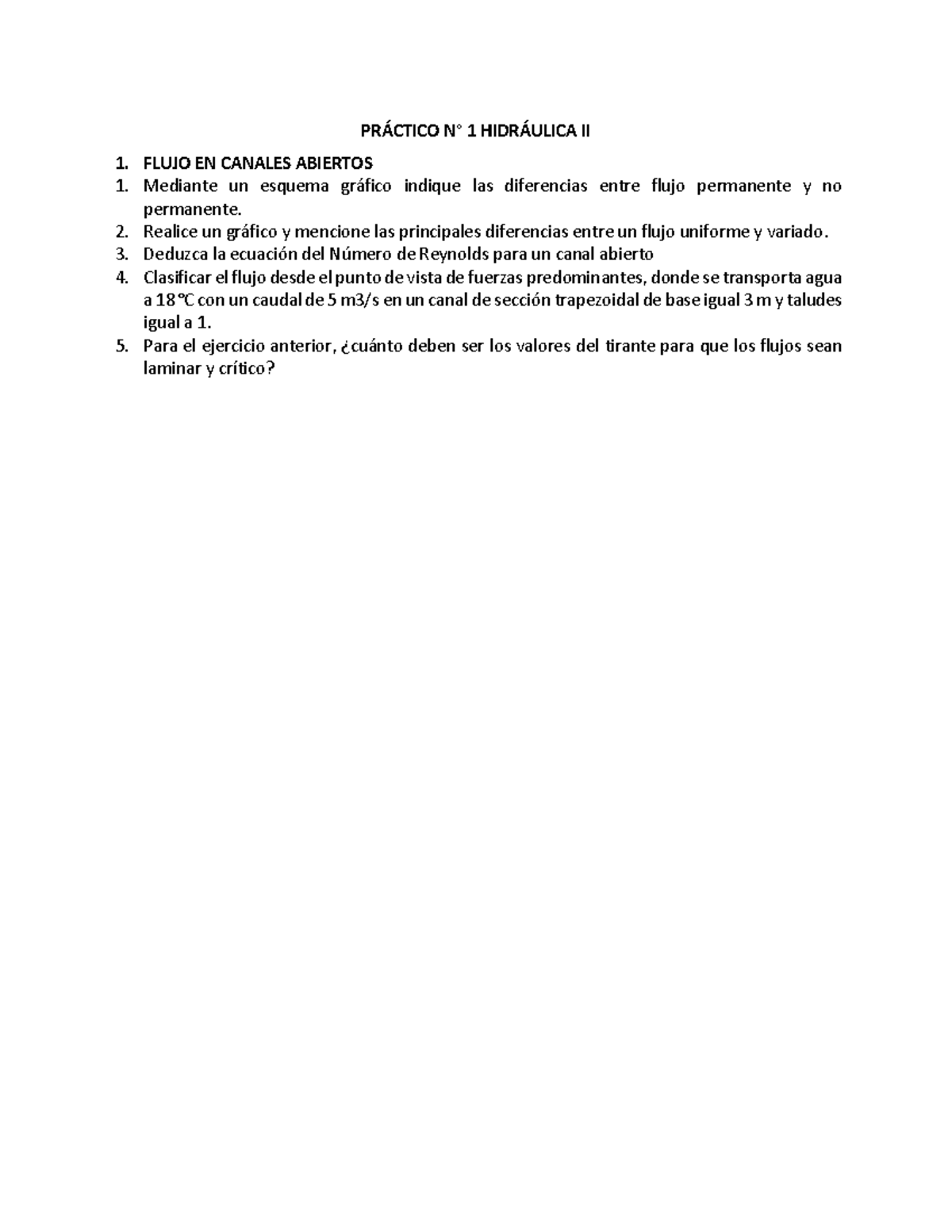 Práctico N° 1: Flujo Normal y Crítico en Canales Abiertos - Hidráulica ...
