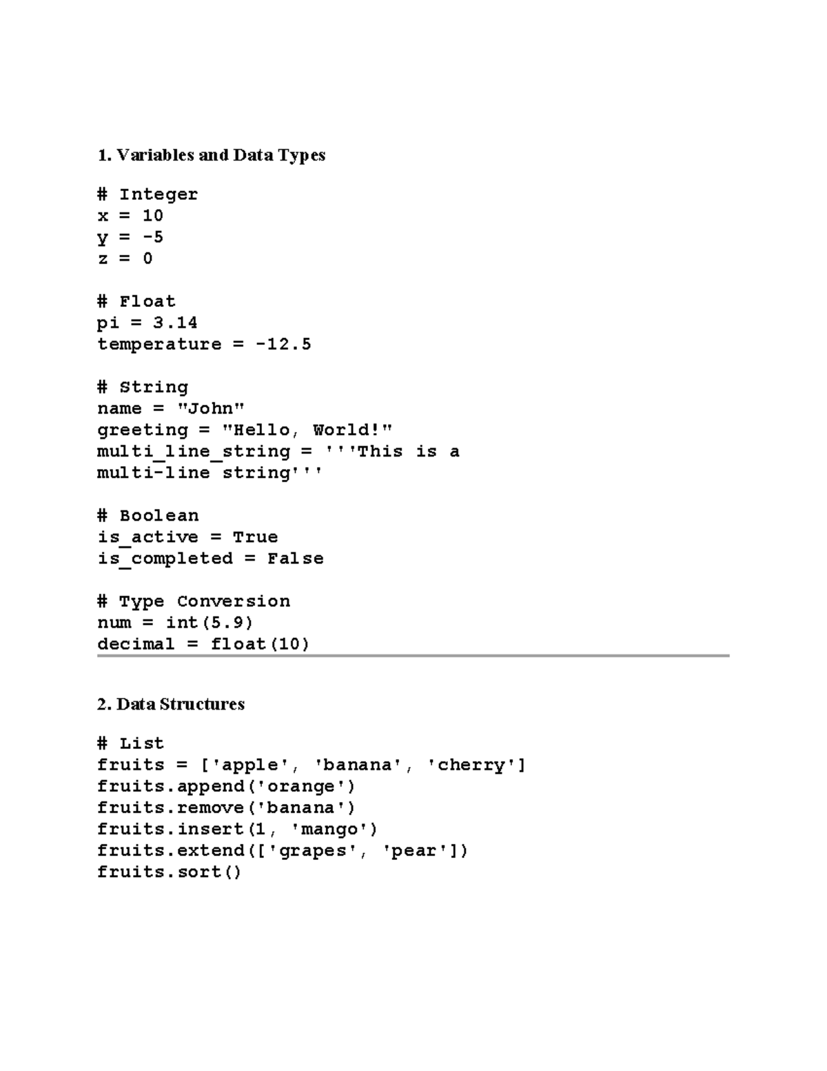 Basics of Python: Variables, Data Types, and NumPy Overview - Studocu