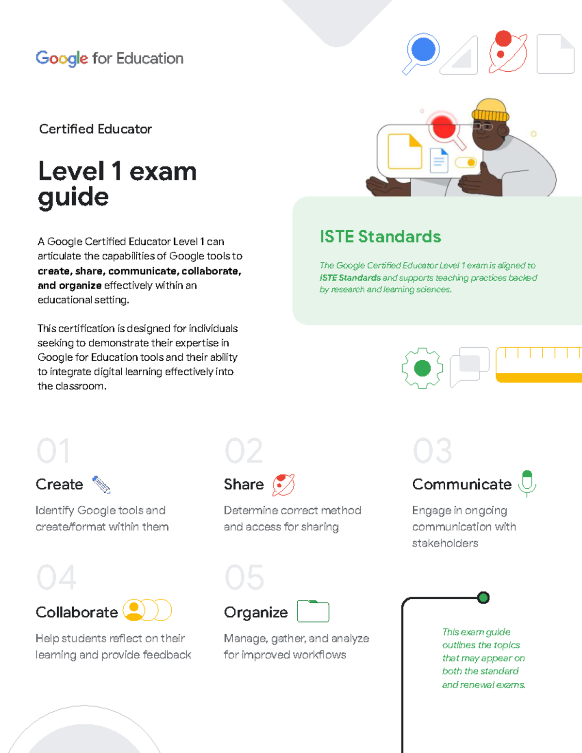 Level 1 Certified Educator Exam Guide: Google Tools & ISTE Standards - Studocu