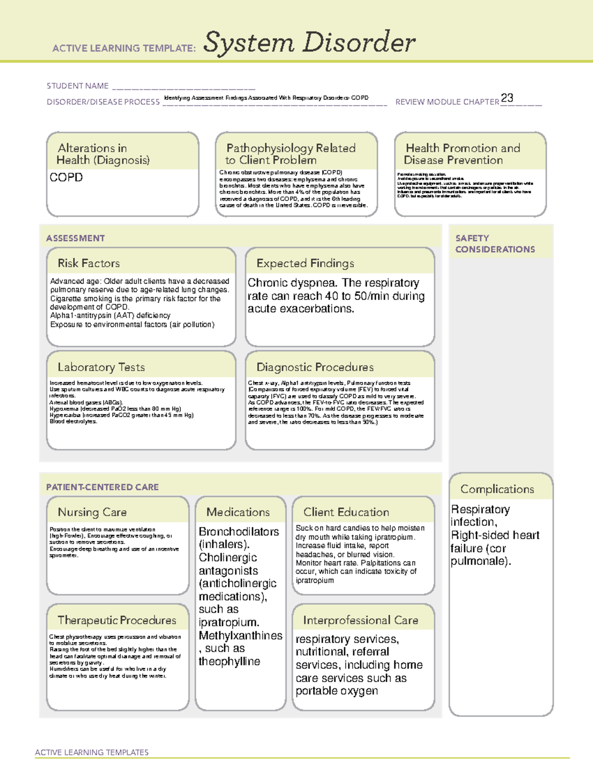 System Disorders Assessment Findings: Active Learning Template - Studocu