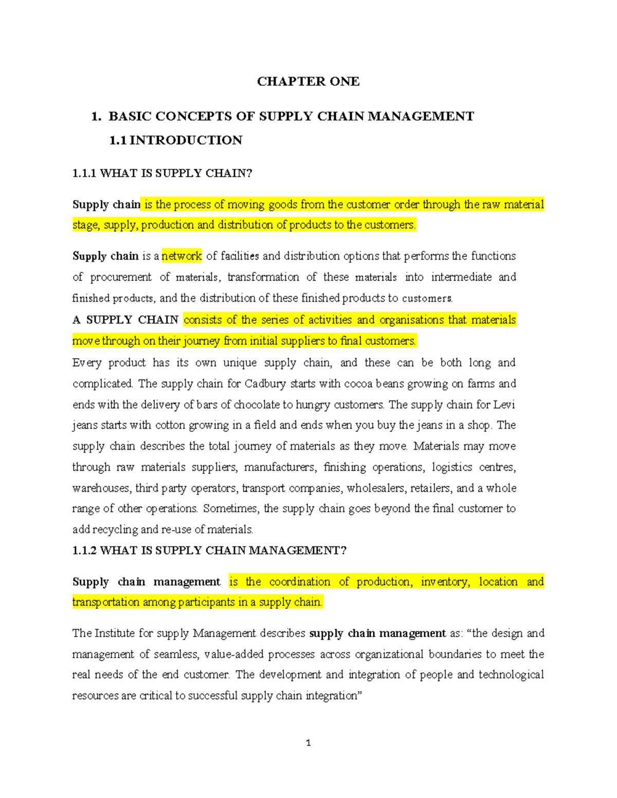 CH 1: Essentials of Supply Chain Management - Key Concepts and Drivers ...