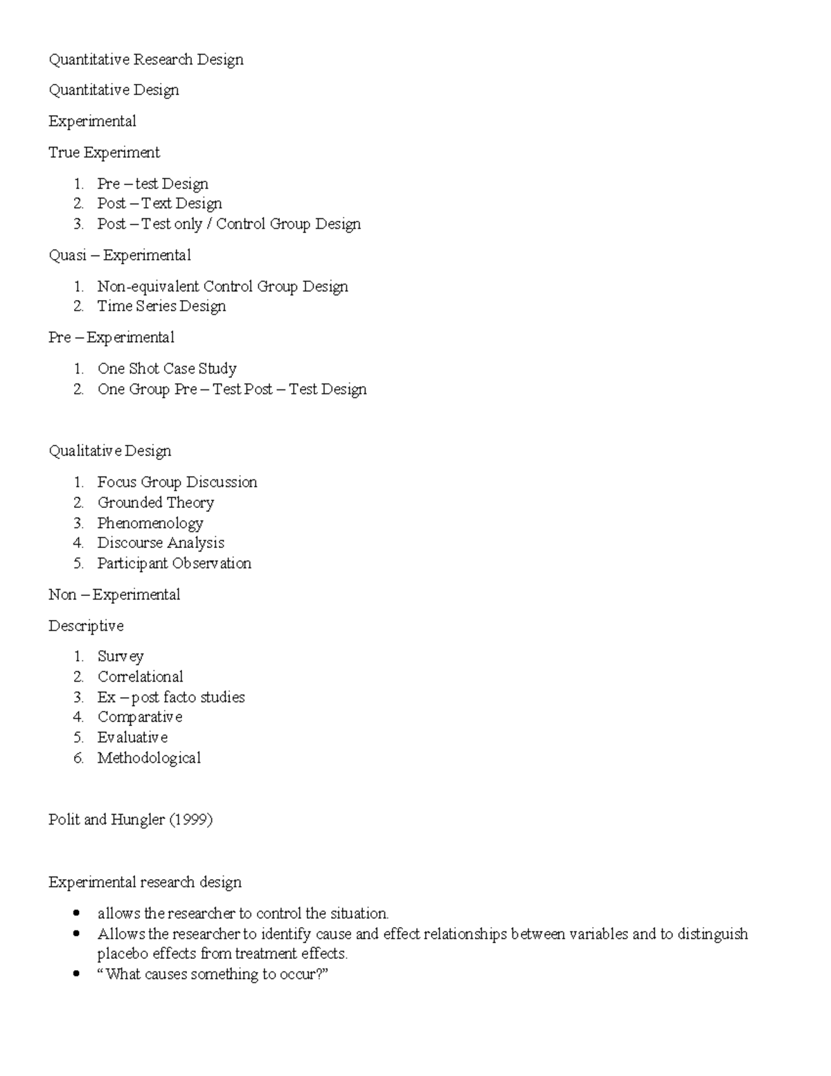 Quantitative Research Design Overview: Types & Examples - Studocu