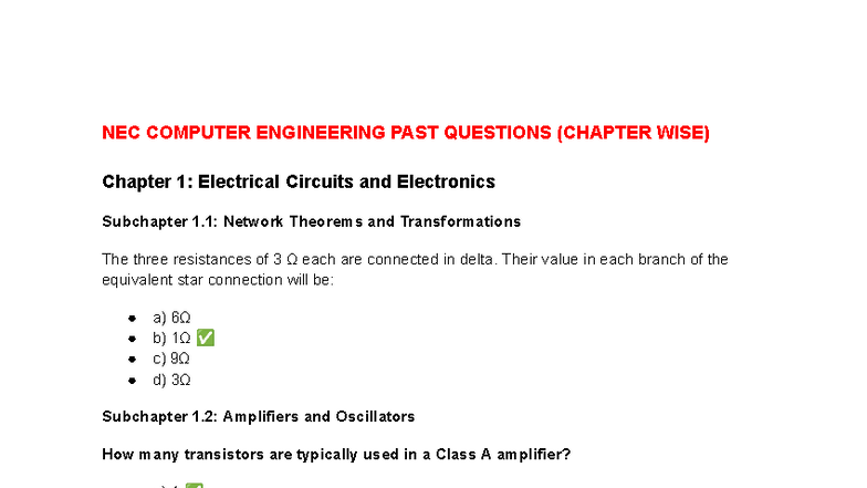 NEC Computer Engineering Past Questions (Chapter Wise Review) - Studocu