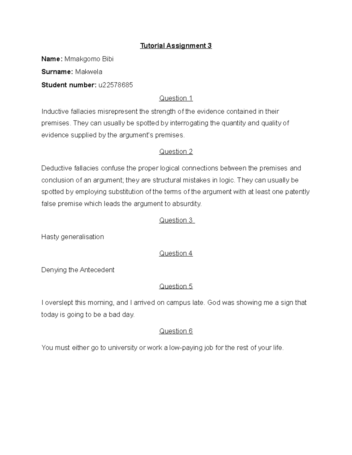 Tutorial Assignment 3 - FIL252: Understanding Inductive and Deductive ...