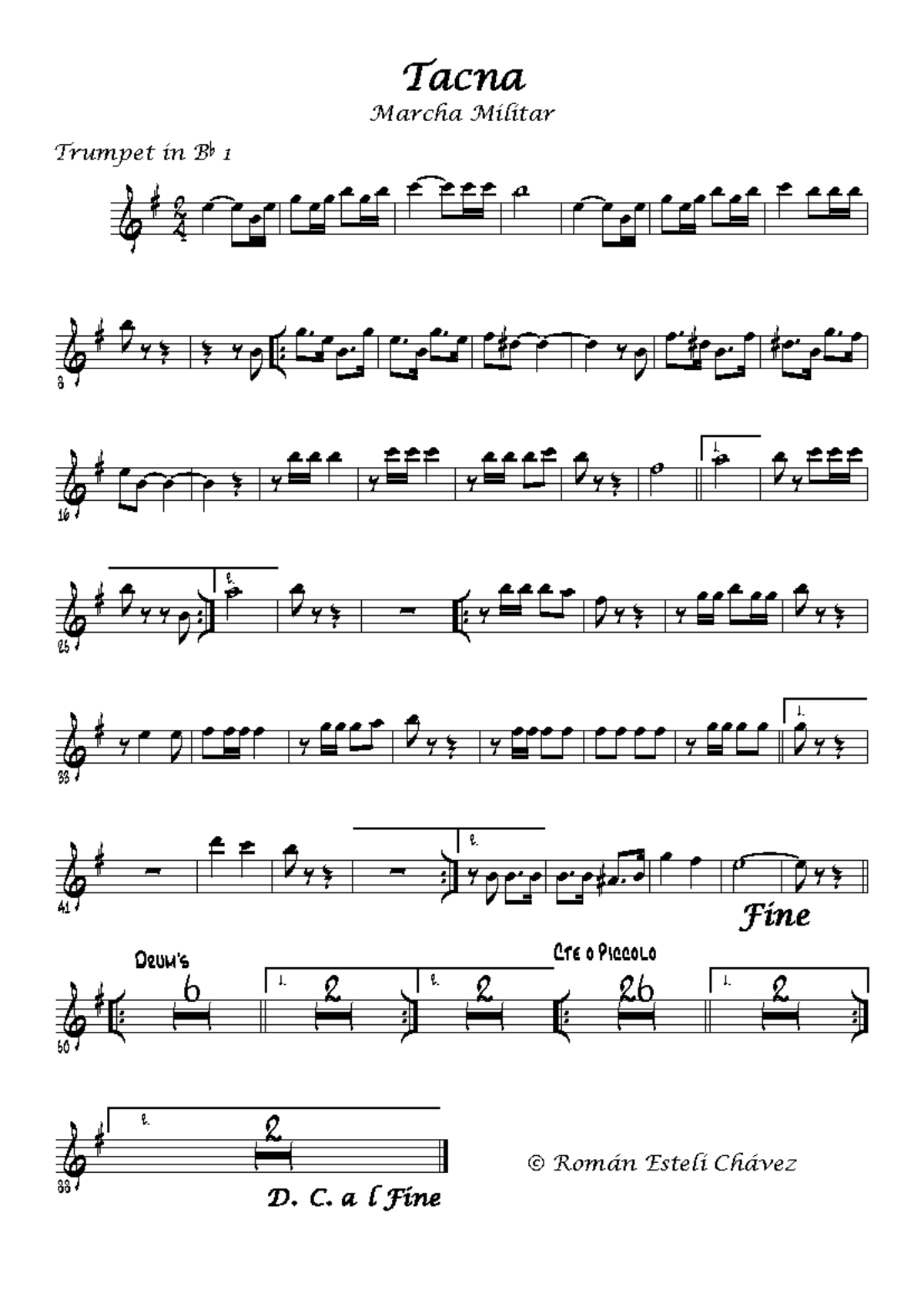 Marcha Tacna - Trumpet in B♭: Sheet Music Analysis - Studocu