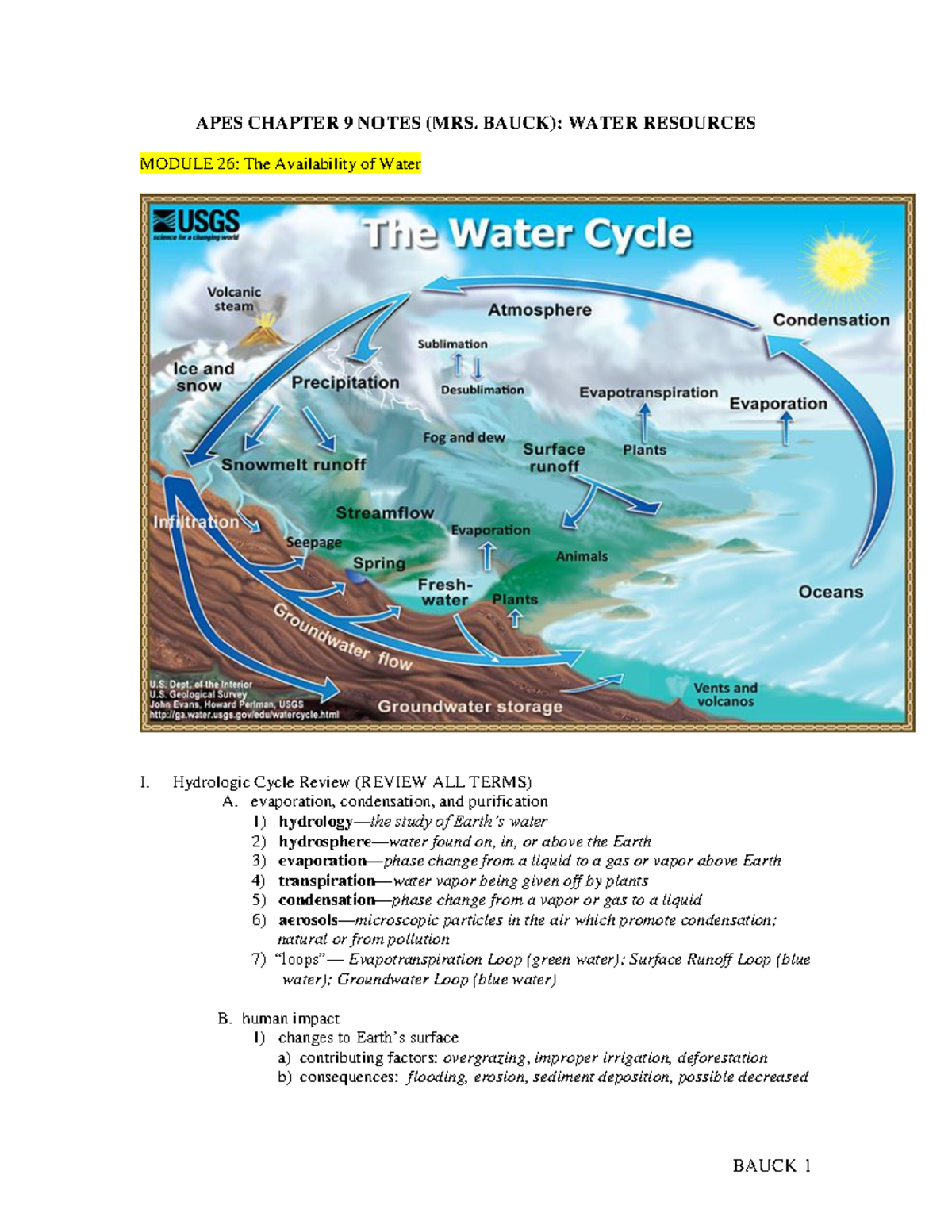 APES Chapter 9 Notes: Water Resources & Human Impact Summary - Studocu