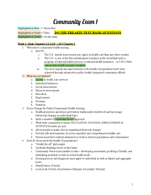 Exam 1 Community Health - Exam 1 Community Health Chapters 1, 2, 3, 4 ...
