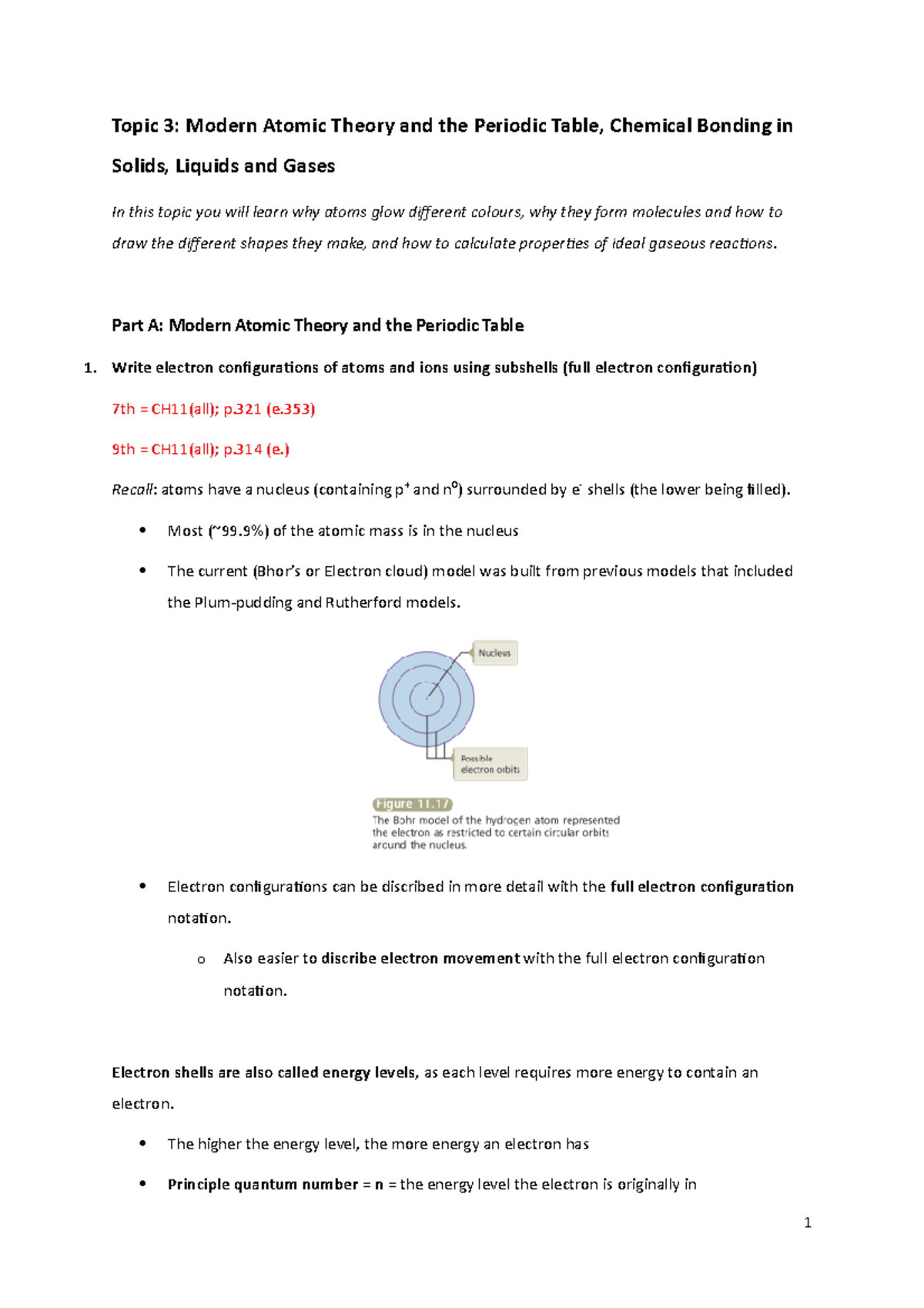 Topic 3 - Modern Atomic Theory and the Periodic Table, Chemical Bonding ...