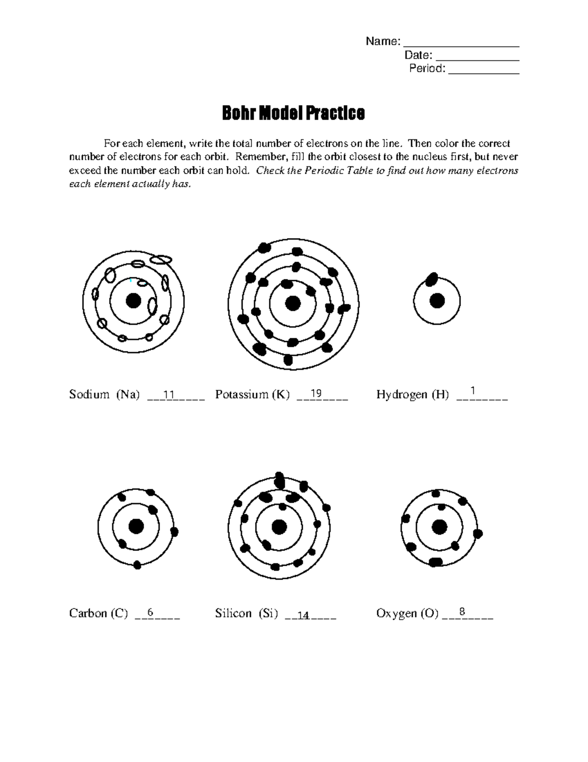 Bohr Model Practice Worksheet for Chemistry - Alexis Payne 69 - Studocu
