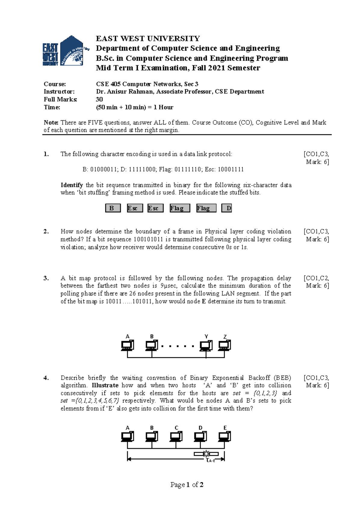 CSE 405 Midterm I Exam Questions - Fall 2021 - Studocu