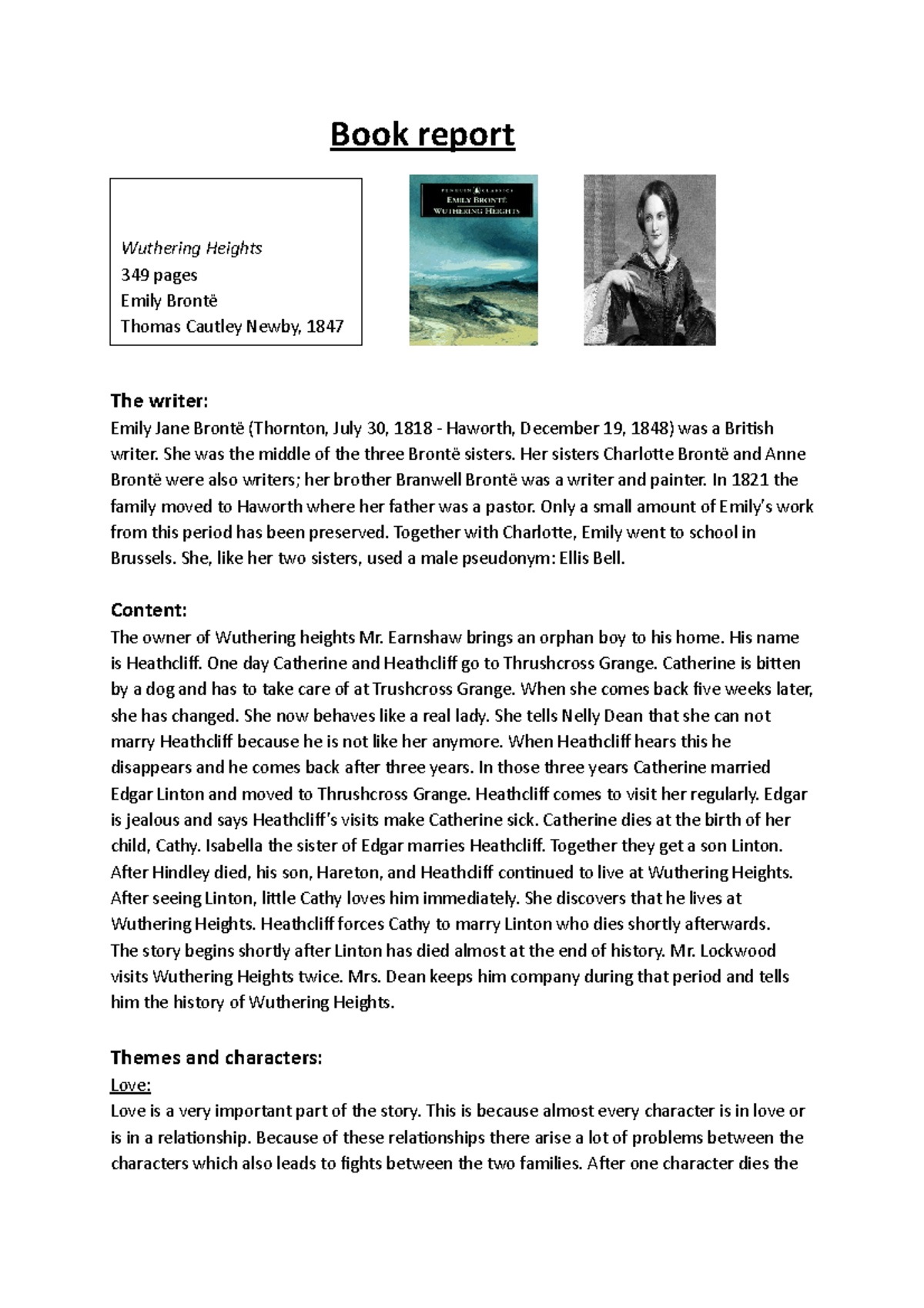 Book Report on Wuthering Heights by Emily Brontë - A Deep Dive ...